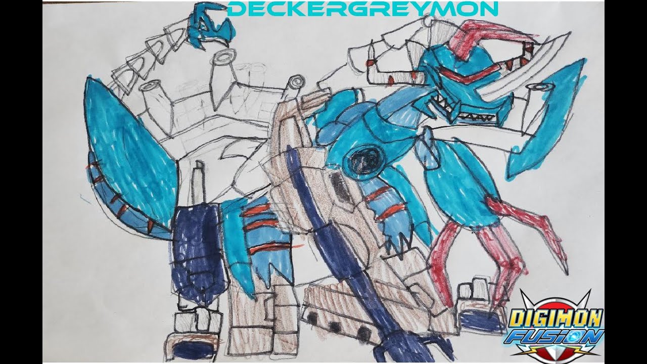blue flare designs how to draw deckergreymon - YouTube