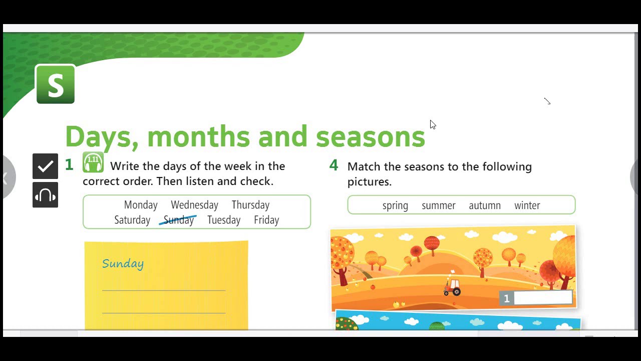 days of the week and Months and seasons from sprint book - YouTube