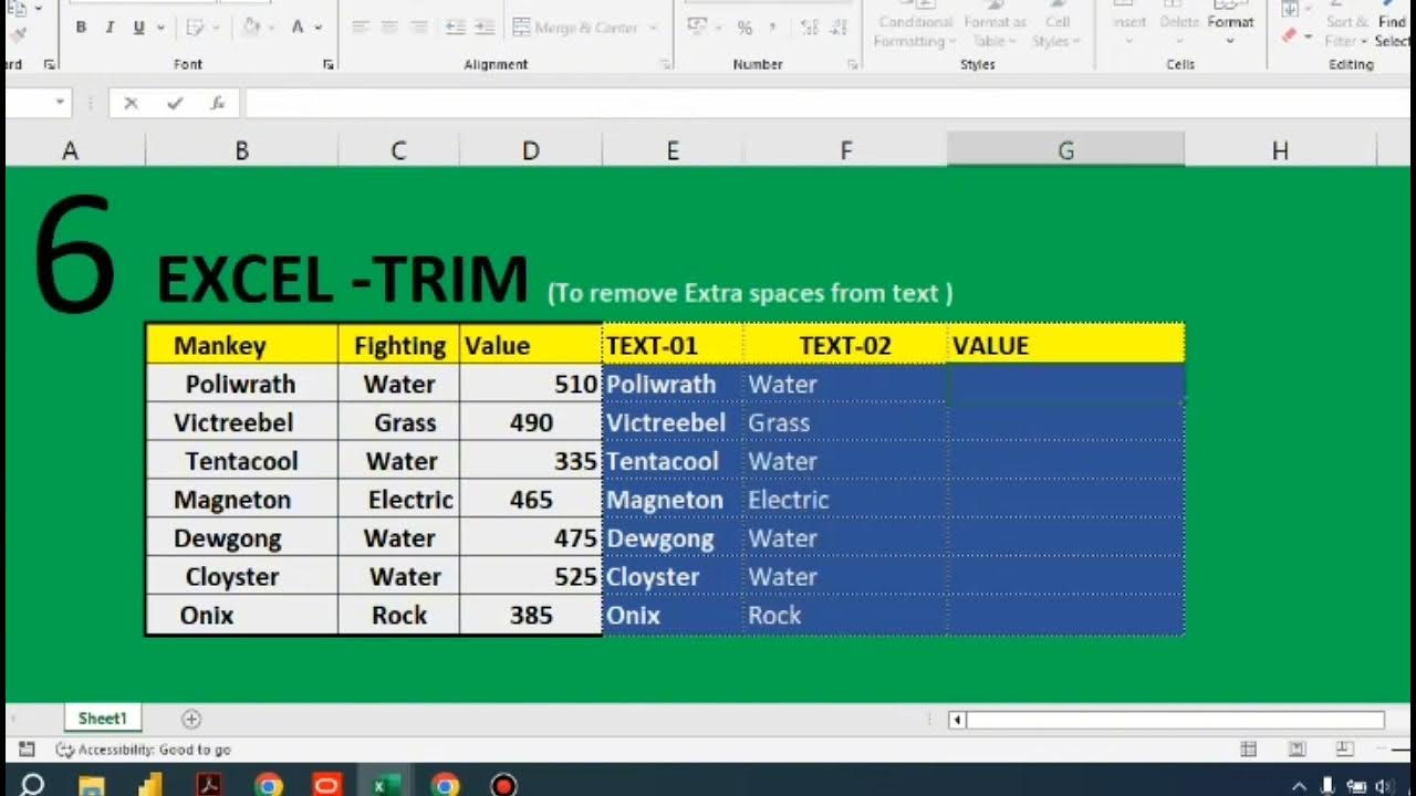 How to use "TRIM" Function to remove extra spaces - YouTube