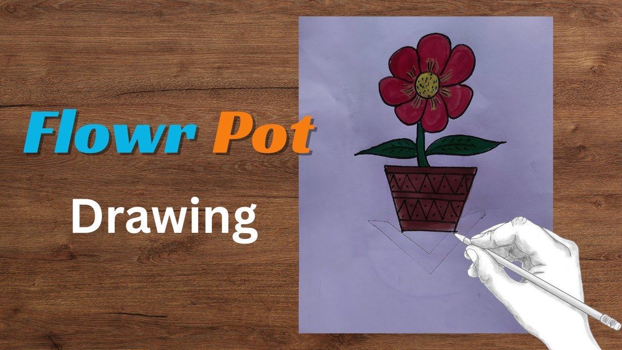 How to draw flower pot | flower pot easy drawing #simpledrawing # ...
