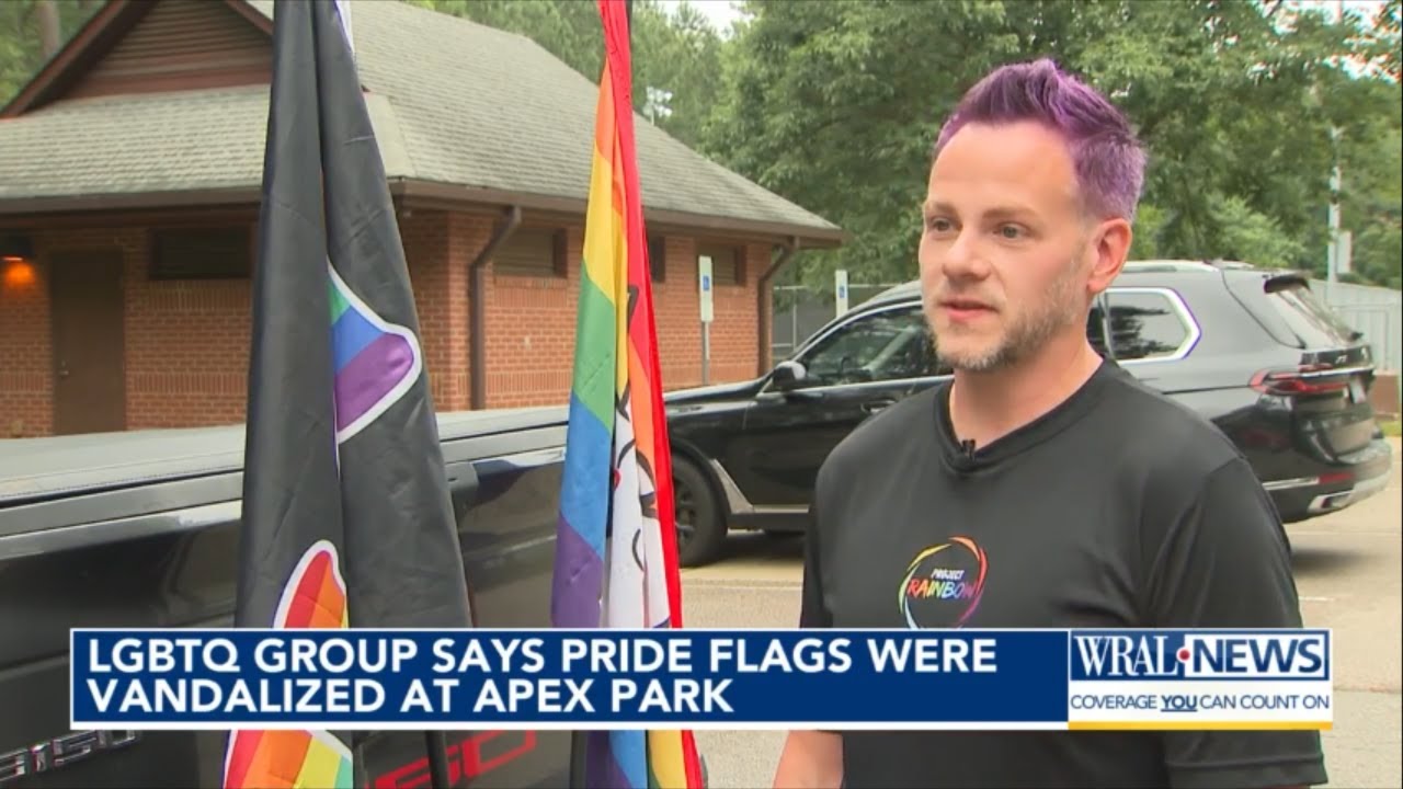 Man Vandalizes Pride Flag Caught on Camera in Apex, NC - YouTube