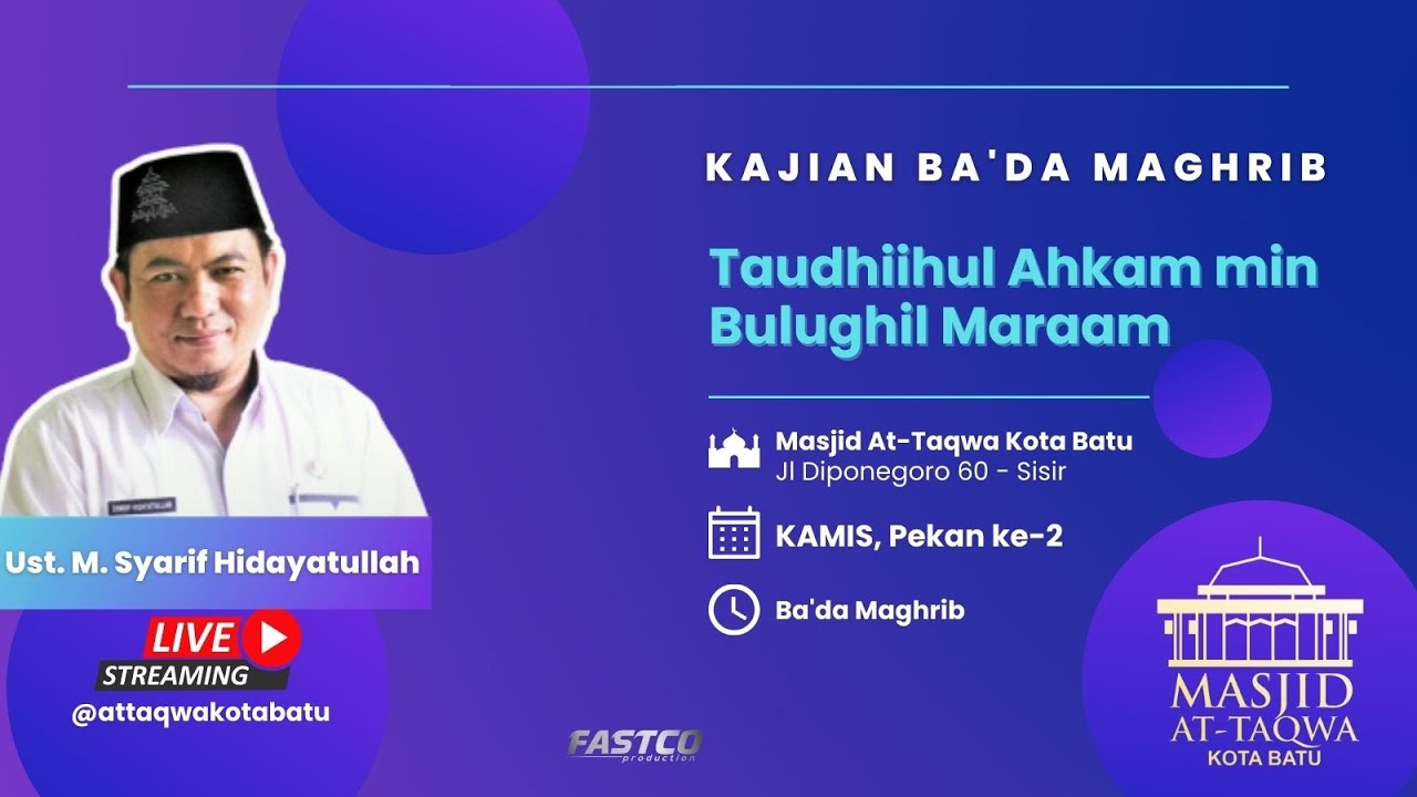 [LIVE] Kajian Ba'da Maghrib ||Ust M Syarif Hidayatullah,M.Ag || - YouTube