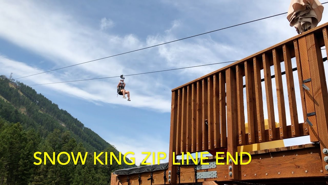 Snow King zip line stopping at end (Jackson Hole) - YouTube