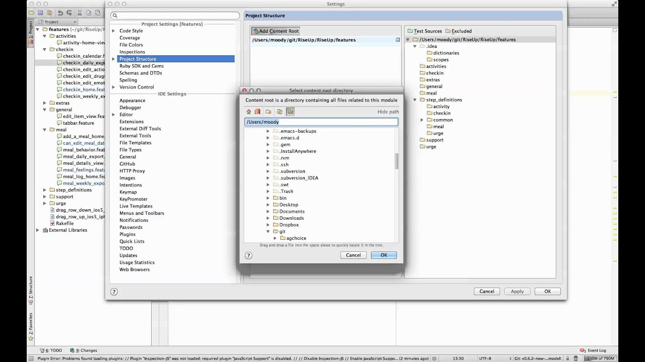 configuring RubyMine to recognize calabash-ios predefined cucumber steps - YouTube