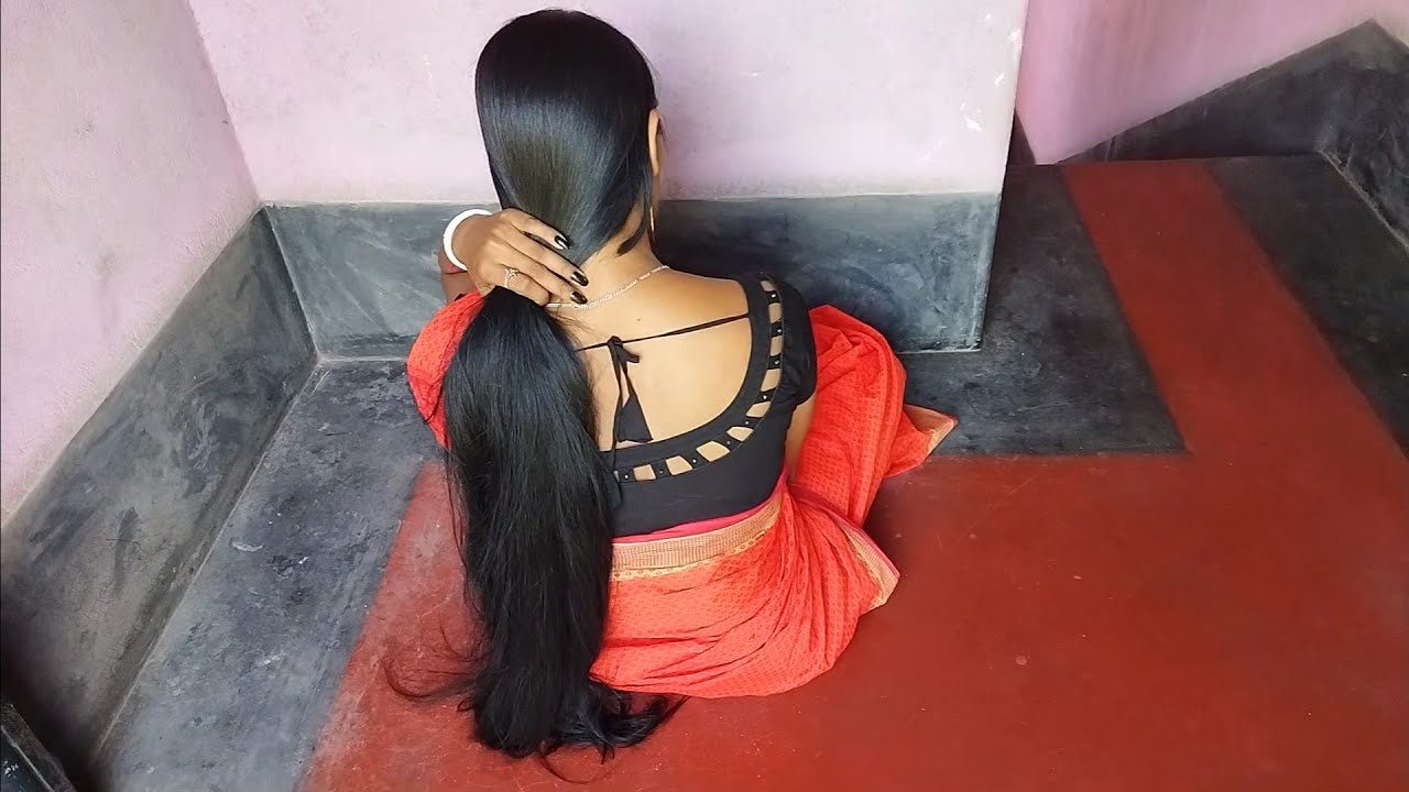 Smooth And Shine Long Hair Bun Open And Silky Long Hair Play For ...