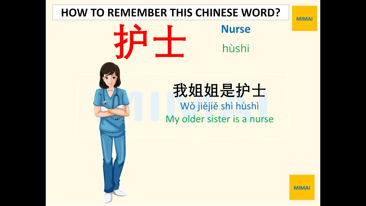 Remember writing Chinese character #护士#hùshi#Nurse by images #HSK1 ...
