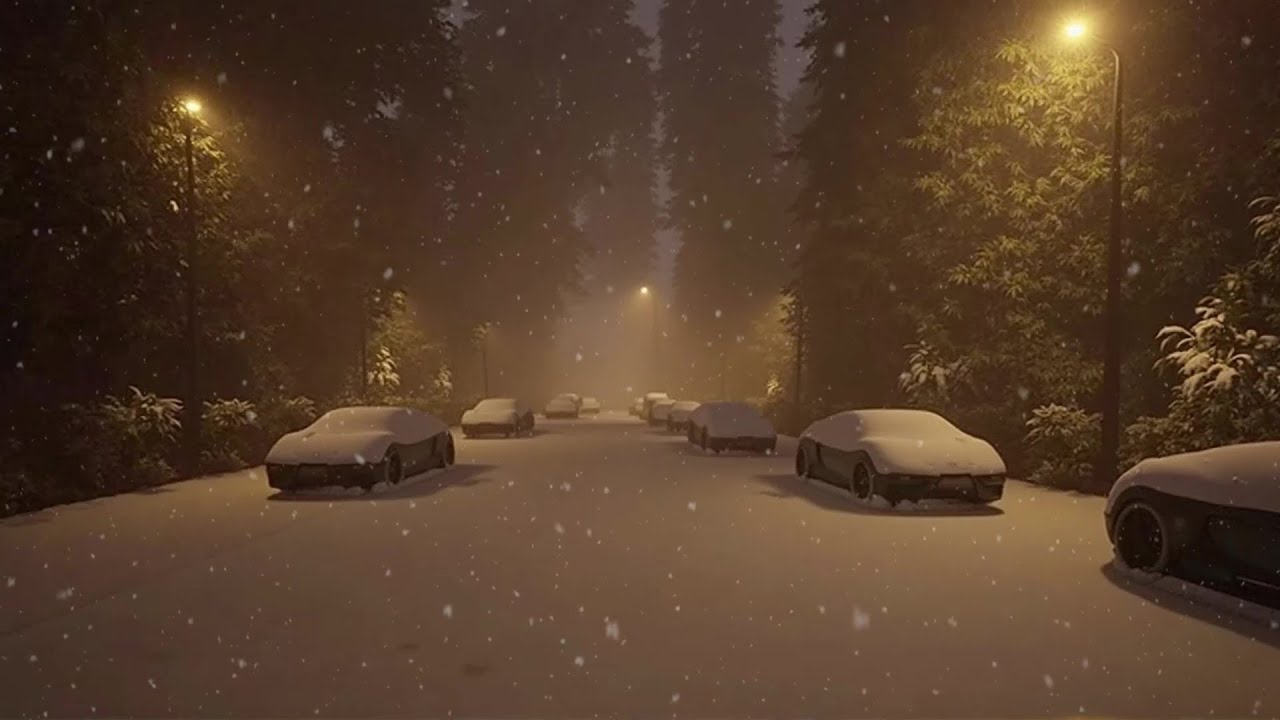 Quiet Snowy Night in the Empty City | Peaceful Winter Ambience with ...