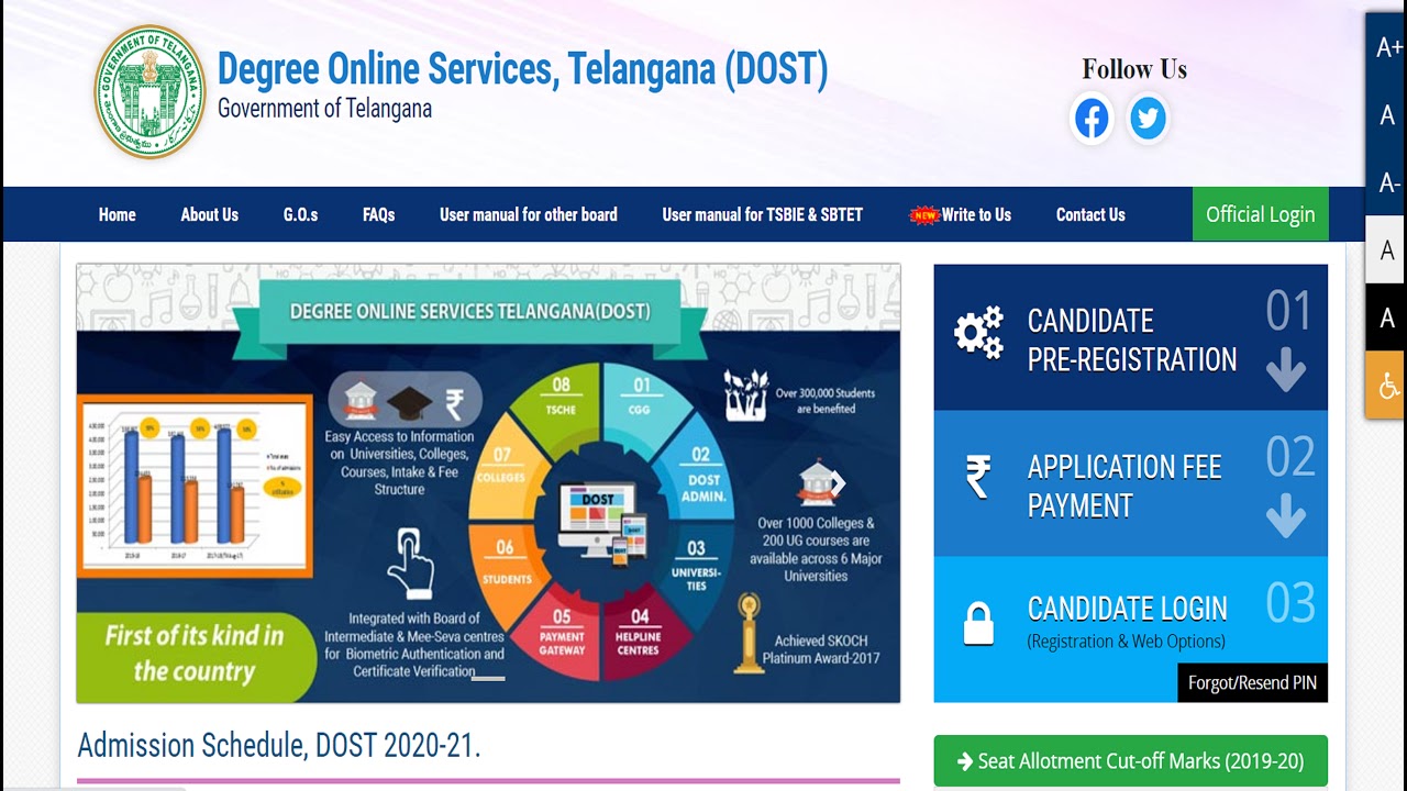 DOST Degree Online Services, Telangana for Online Admissions in UG ...