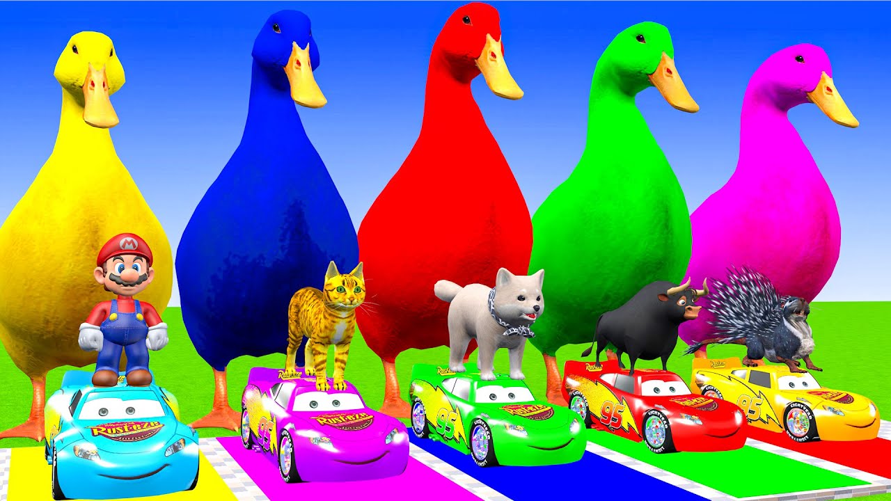 5 Giant Duck Cartoon,Super Mario ,Tiger, Cow,Lion,Paint Wild Animals ...