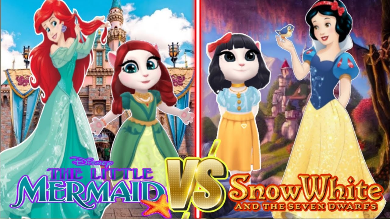 Disney's Snow White 🤍 vS Disney's Ariel 🧜‍♀️|| My Talking Angela 2 ...