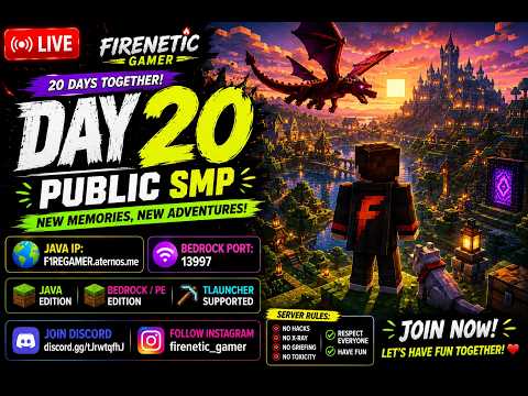 🔥 DAY 20 🇮🇳 Minecraft SMP LIVE | 20 DAYS TOGETHER! ❤️ | Public Server