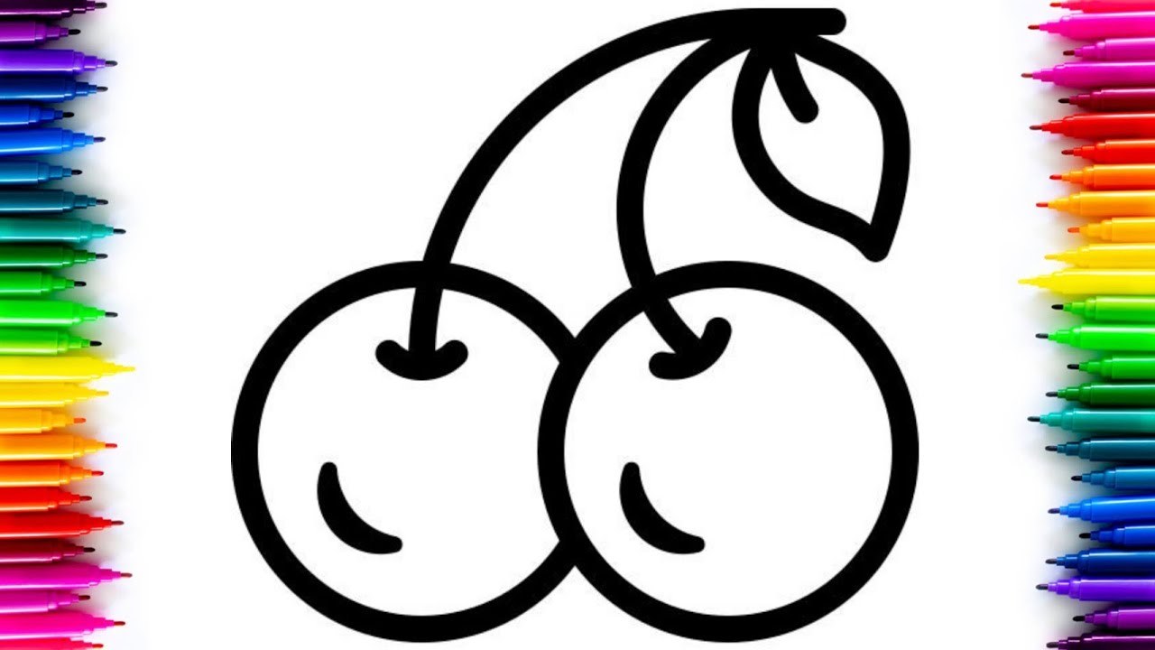 cute cherry 🍒 drawing - how to draw cherry - drawing and coloring for ...