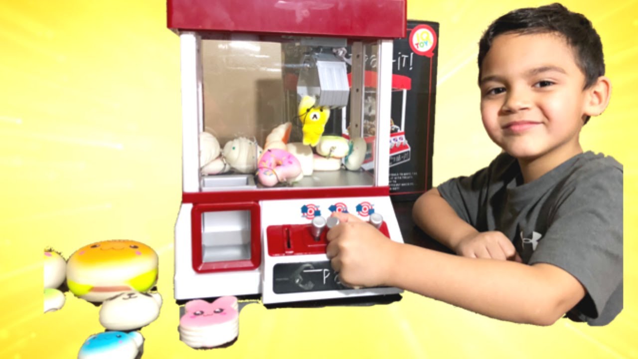 Mini claw machine with squishy toys pretend toy carnival - YouTube