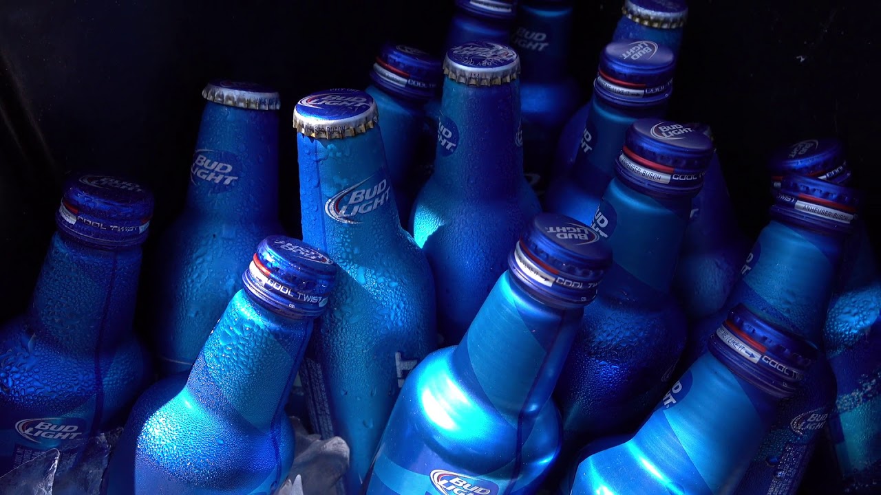 ice cold bottles of bud light in cooler 4k - YouTube