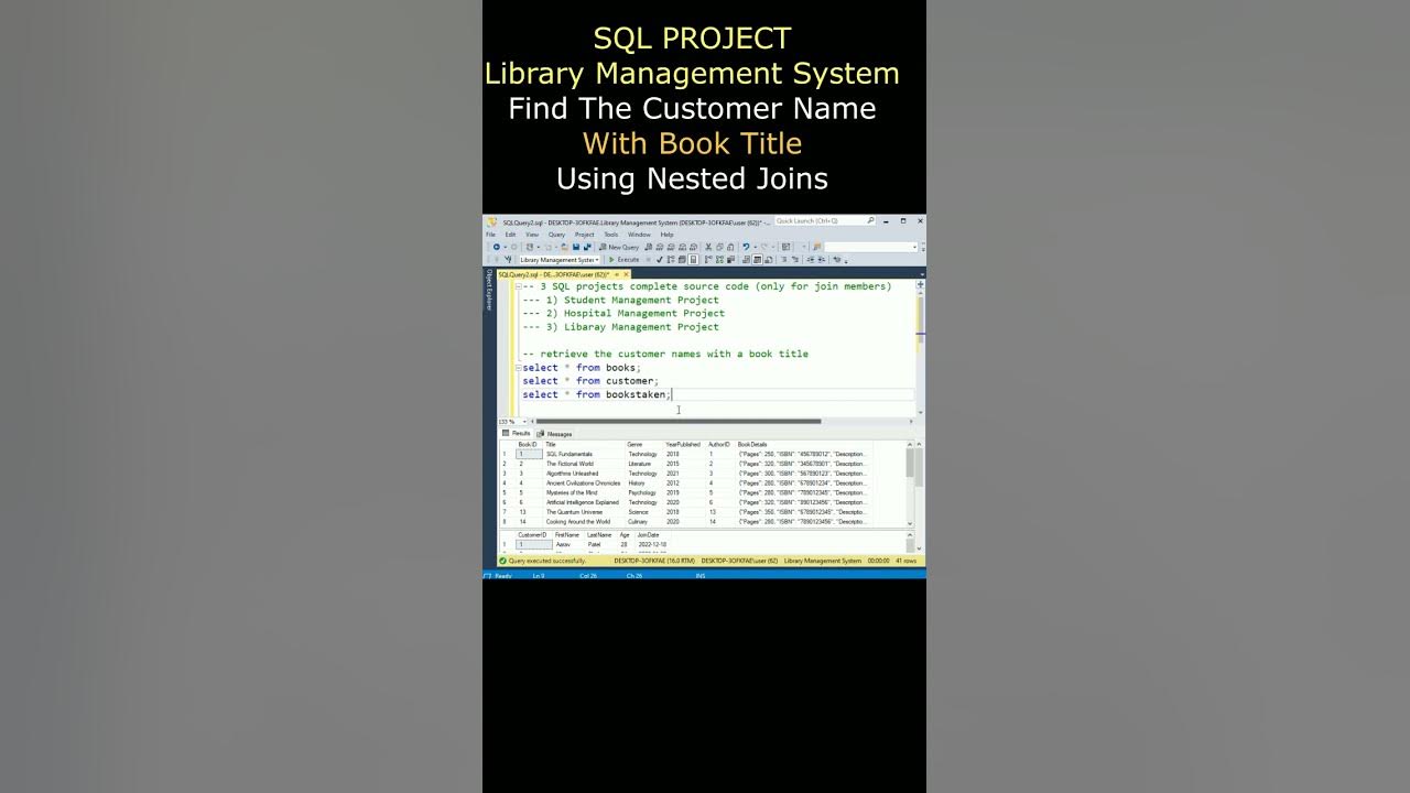sql projects with real time scenario library management multiple joins #sqlinterviewquestions ...