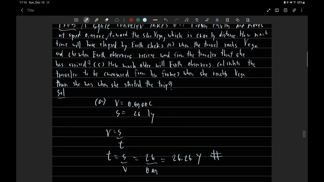 [eng] length contraction example problem no.6 with a solution (physics) - YouTube