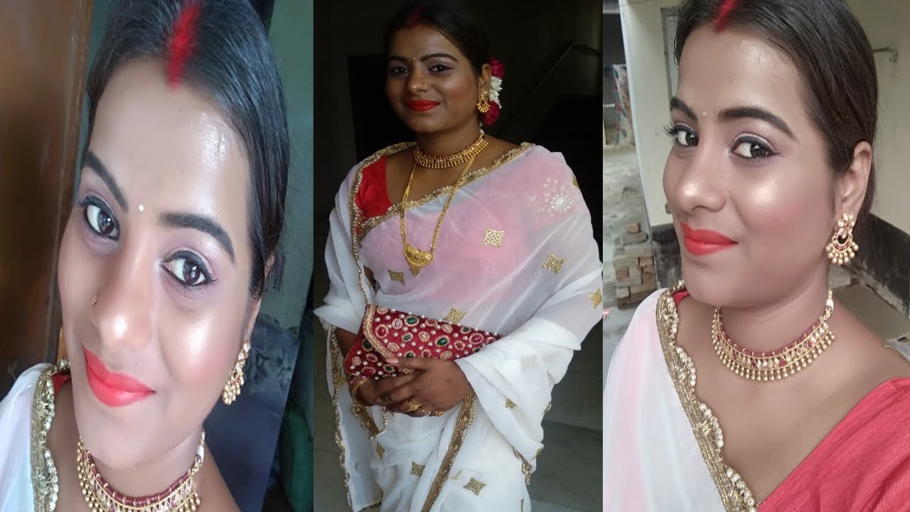 Makeup with White saree// makeup for Beginners//makeup tutorial 🥰 - YouTube
