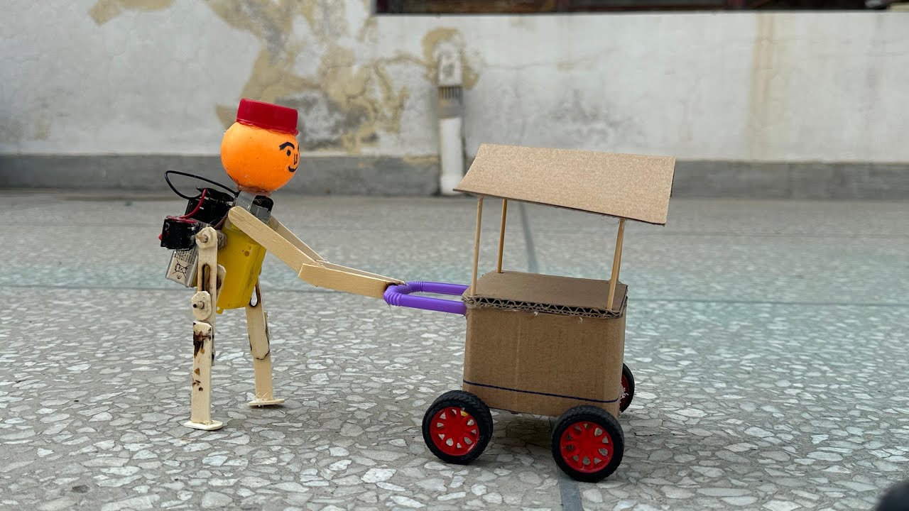 DC Motor Robot With His Rickshaw / How To Make Robot At Home / Science ...