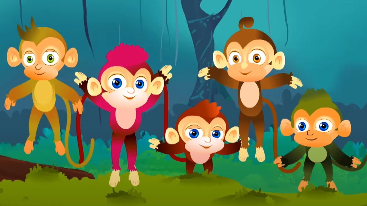 Cinque scimmiette | Canzoni per bambini | Cartoni animati ...