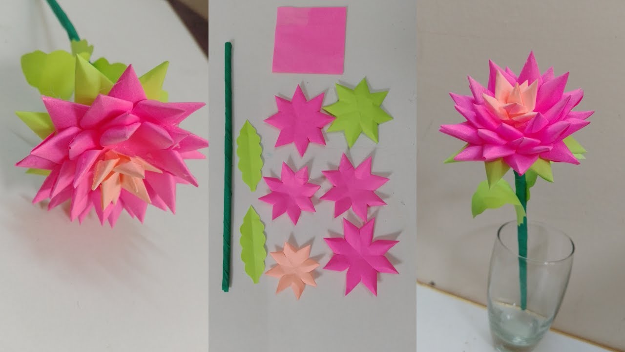 Sticky Note Paper Flower Tutorial A Creative and Colorful DIY Craft ...