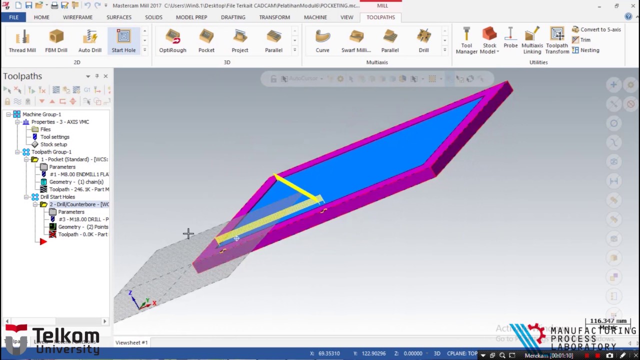 TUTORIAL MASTERCAM 2017 START HOLE - YouTube