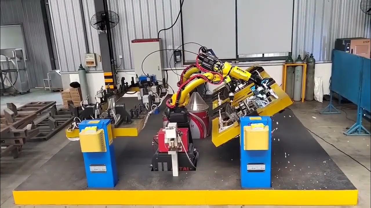 robot welding positioner ，automatic rotary table，Fanuc robot welding ...