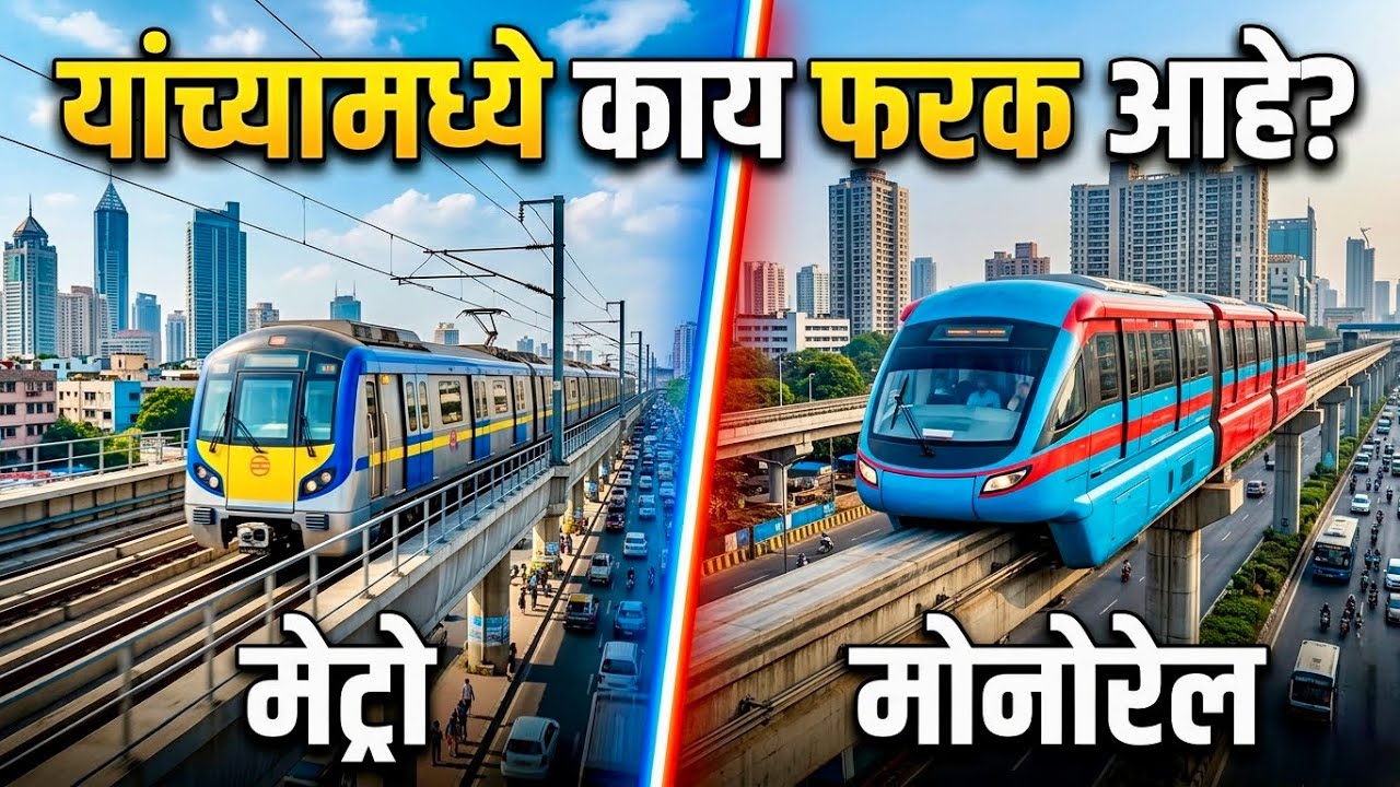 मेट्रो आणि मोनोरेल मधील फरक ? Difference Between Metro & Monorail ...