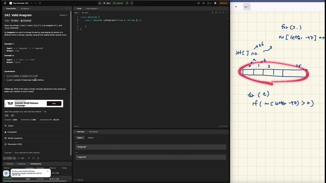 Leetcode 242. Valid Anagram (Java) - YouTube