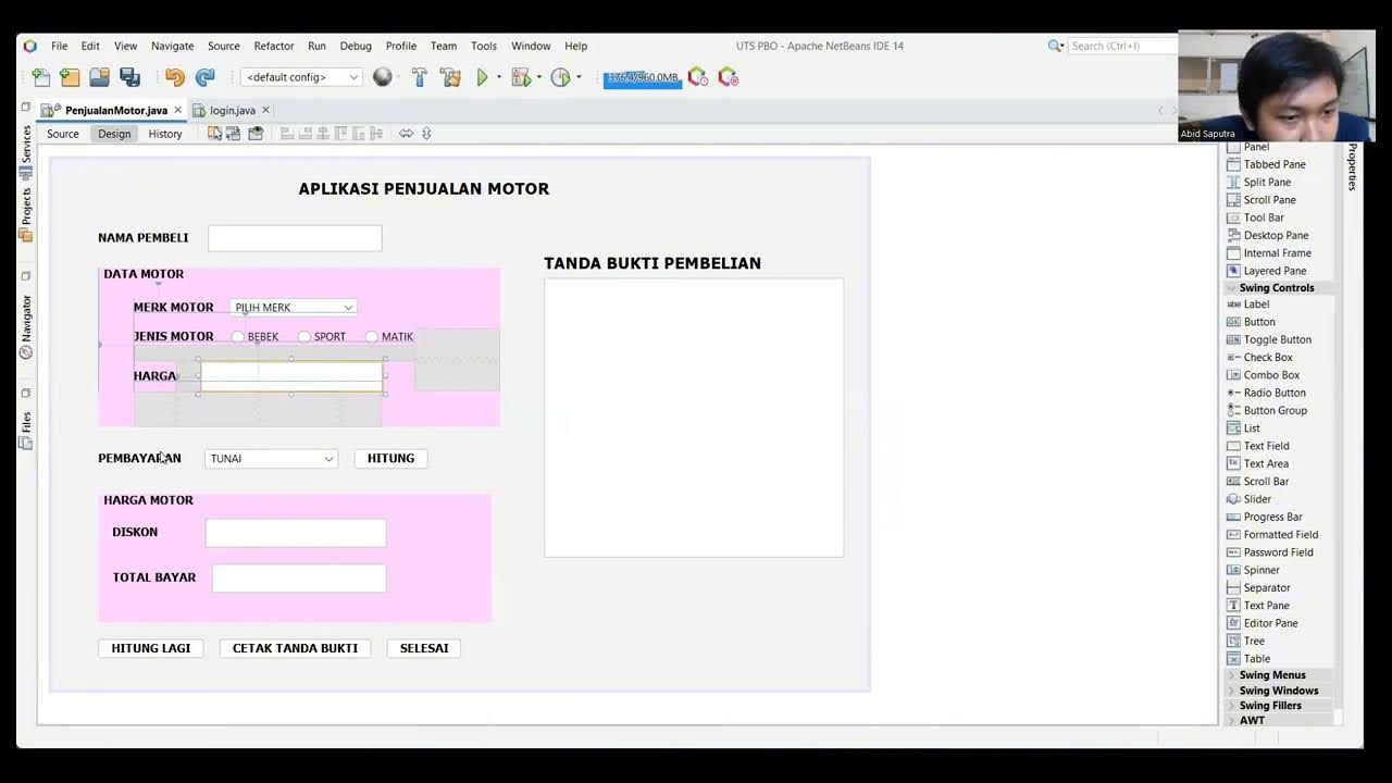 UAS PEMOGRAMAN BERBASIS OBYEK || Aplikasi Sederhana Java Netbeans Penjualan Motor - YouTube