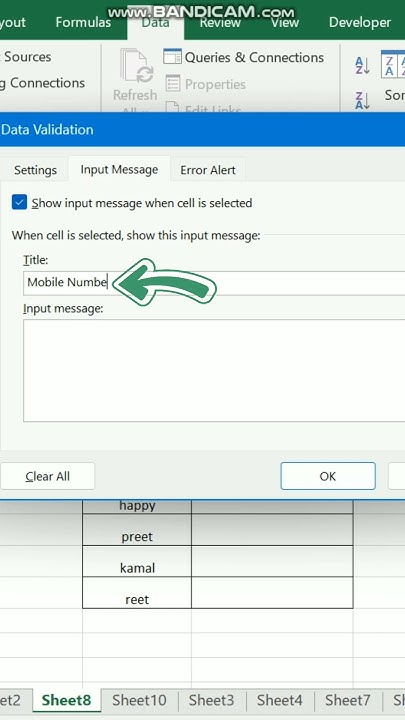 how to insert input message in excel. #excel #excelsolutions #shorts # ...