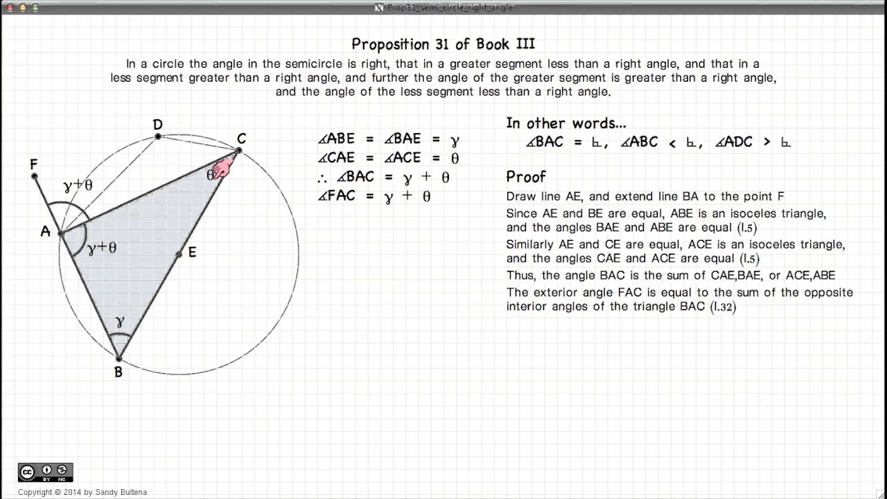 Euclid's Elements Book 3 - Proposition 31 - YouTube