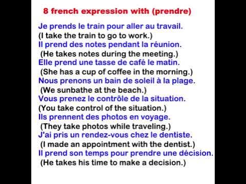 8 French expressions with PRENDRE verb, idiomatic #learnfrench # ...