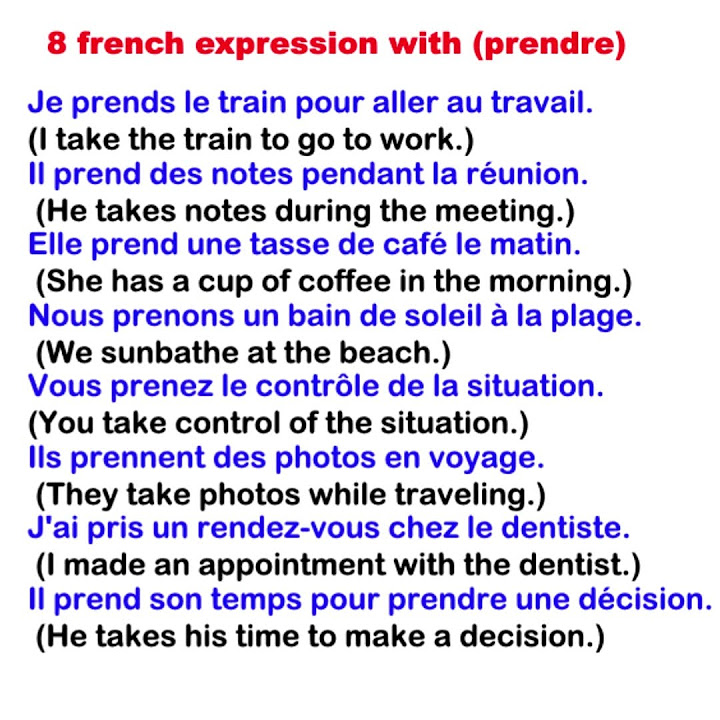 8 French expressions with PRENDRE verb, idiomatic #learnfrench # ...