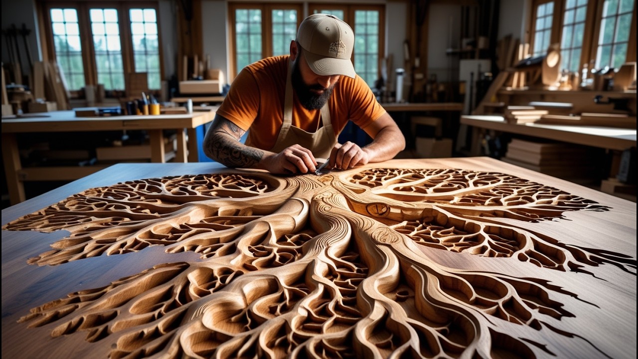Talented Woodworker: Building a Desk with Tree-Shaped Lightning Design ...