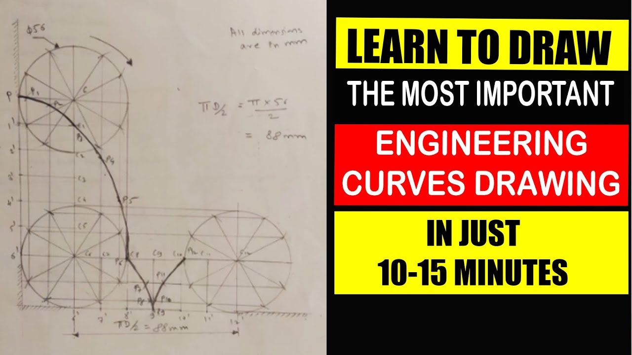 Engineering Drawing Cycloid Half Revolution (Vertical and Horizontal ...