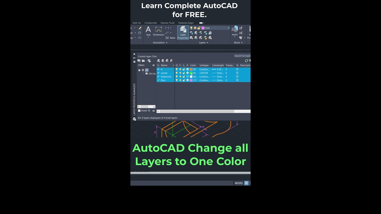 AutoCAD Change All Layers To One Color YouTube AutoCAD Change All Layers To One Color YouTube