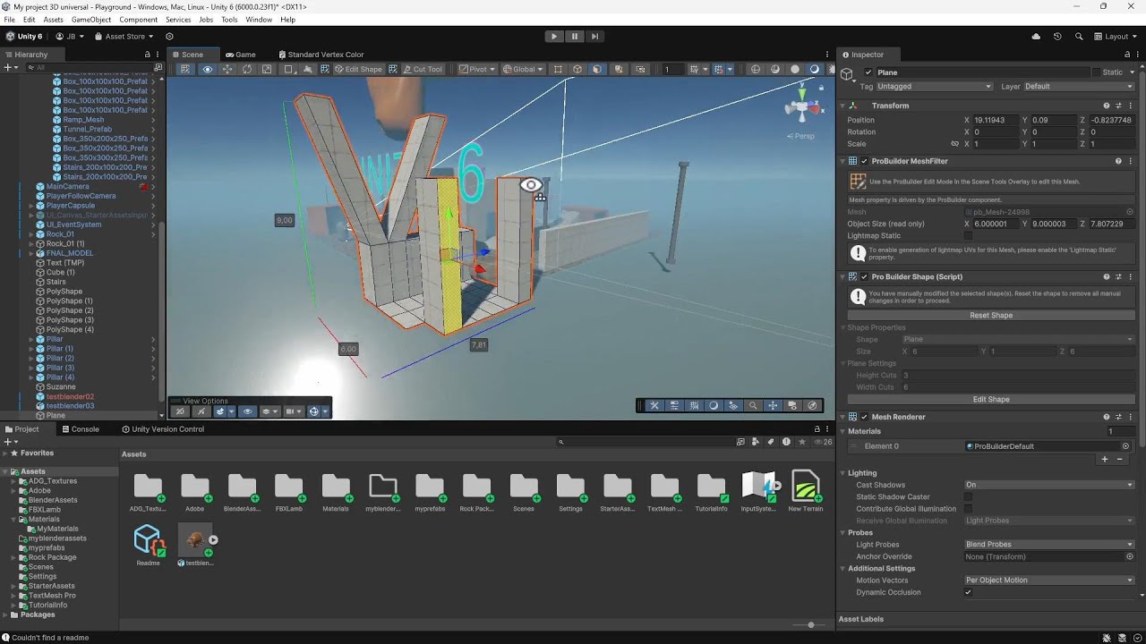 UNITY 6 - Lezione 18 - Modellazione Poly con Probuilder, Vertici, Spigoli, Facce, Estrusione ...