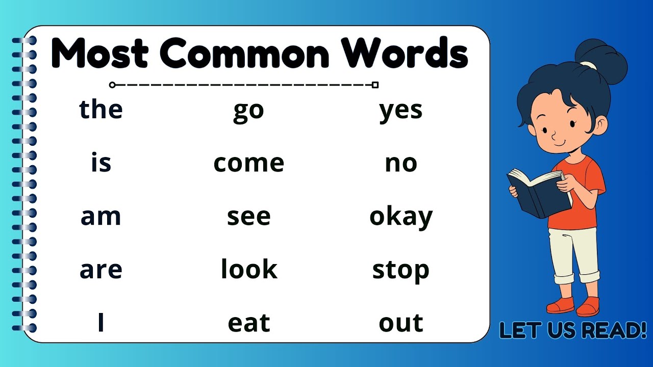 MOST COMMON ENGLISH WORDS | Learn First Words in English | Read along ...