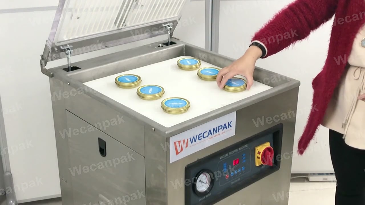 WECANPAK caviar vacuum packing machine test 100g tins - YouTube