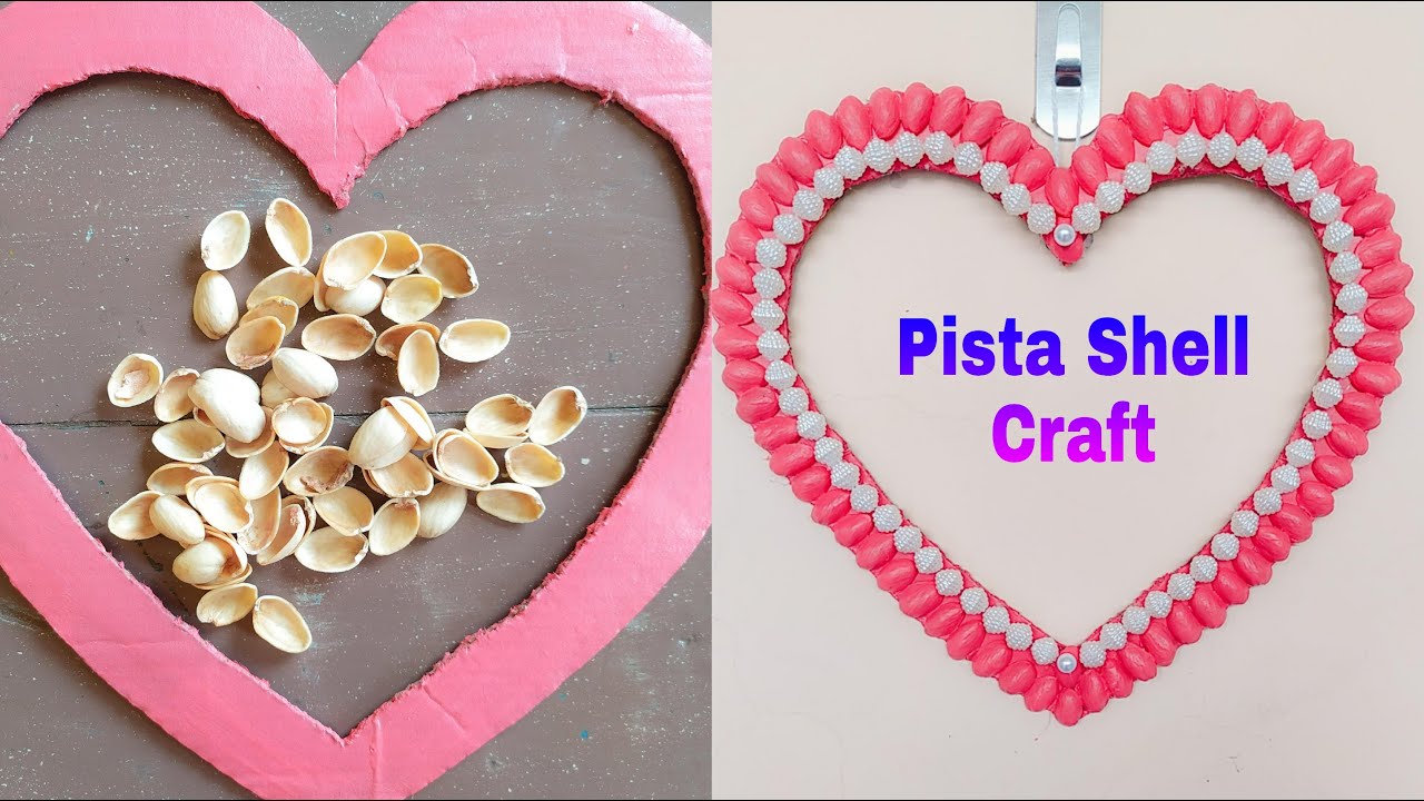 DIY...Pista Shell Craft | Heart Shape Wall Hanging | Best Out Of Waste ...