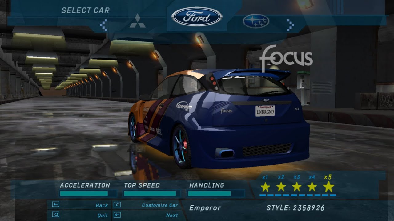 NFS Underground Definitive Edition | Ford Focus | Customization and ...