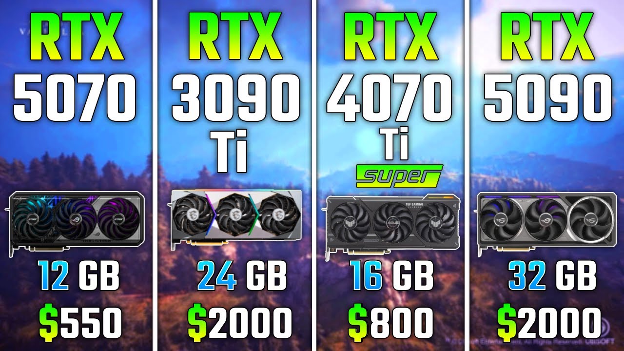 RTX 5070 vs RTX 3090 Ti vs RTX 4070 Ti SUPER vs RTX 5090 | Test in 7 ...