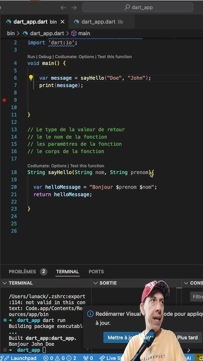 Comment réutiliser le code ? les fonctions #dart #flutter #tutorial #code #apprentissage - YouTube