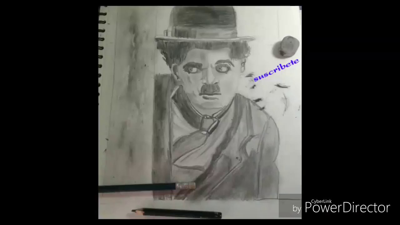 Como dibujar a charles chaplin a lapiz paso a paso - YouTube