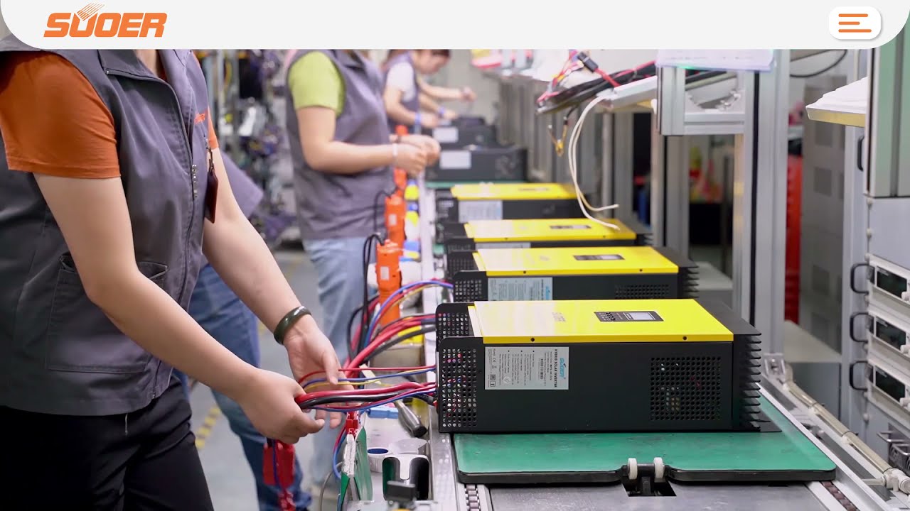 Assembly line of the hybrid inverter - YouTube