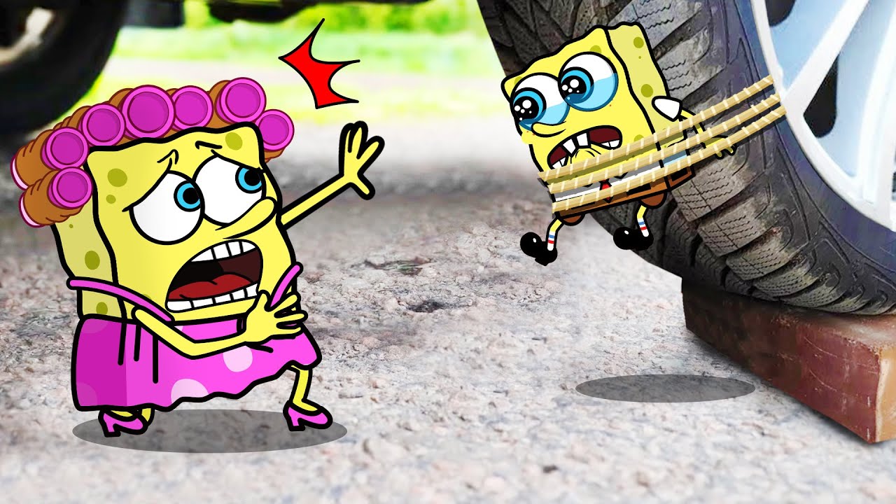 Ohh no, My Son !! Car crushing Spongebob Mommy vs Spongebob Baby 🚓 ...