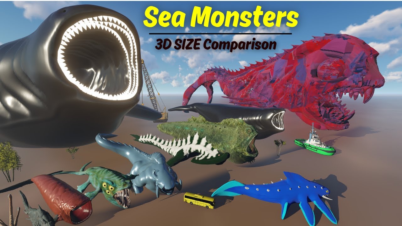 Sea Monsters Size Comparison 3D 2024 || The Bloop Vs El Gran Maja - YouTube
