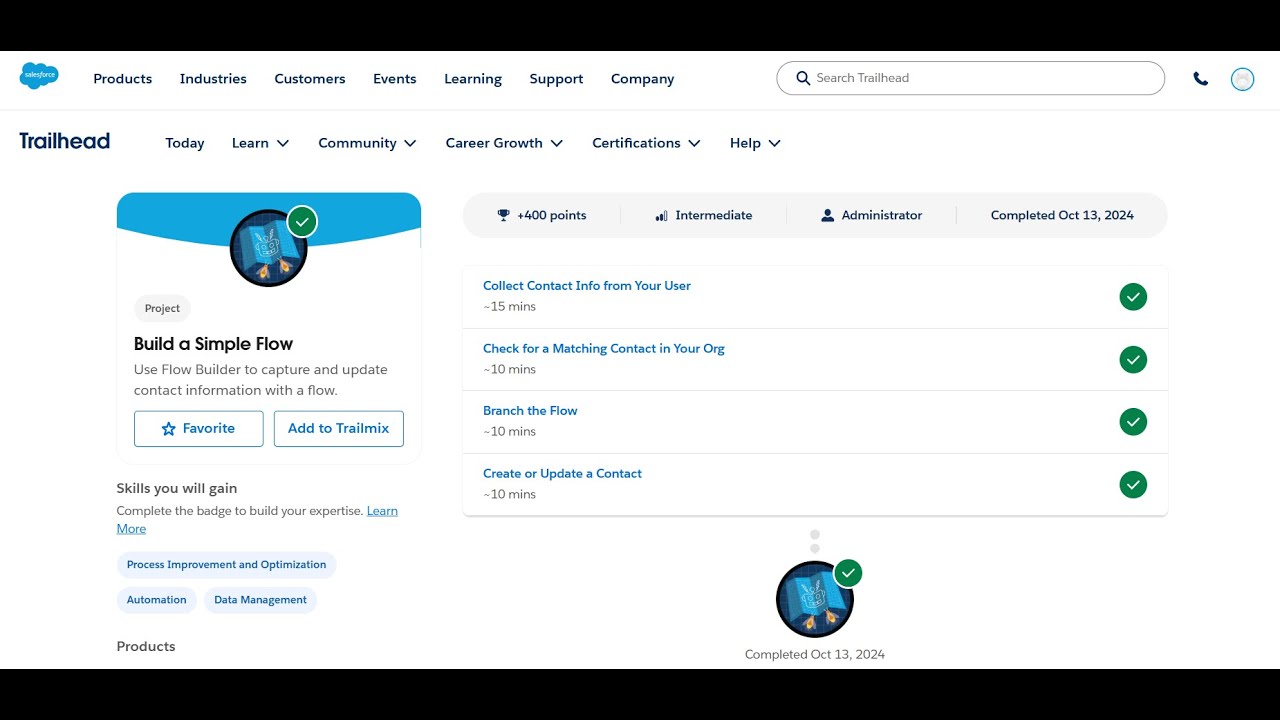 Collect Contact Info from Your User | Build a Simple Flow | Trailhead | Salesforce | Internship ...
