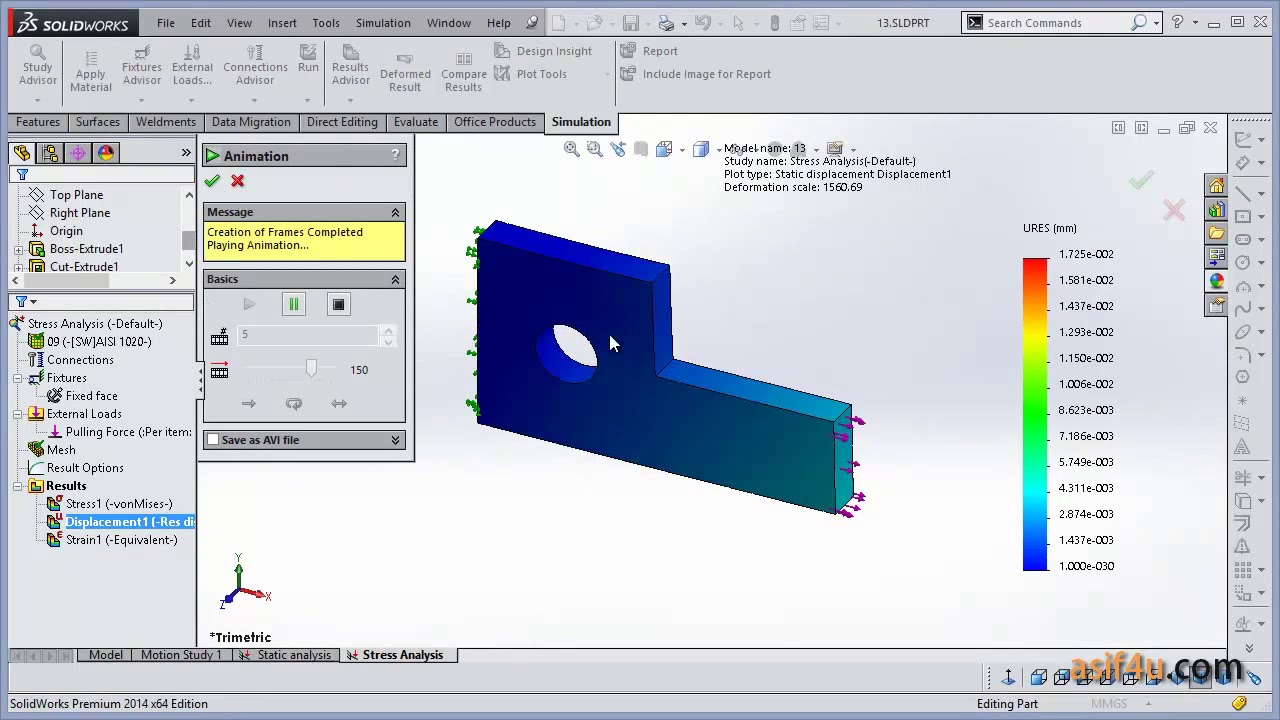 Solidworks Simulation Essential 14 3 types Results by default - YouTube