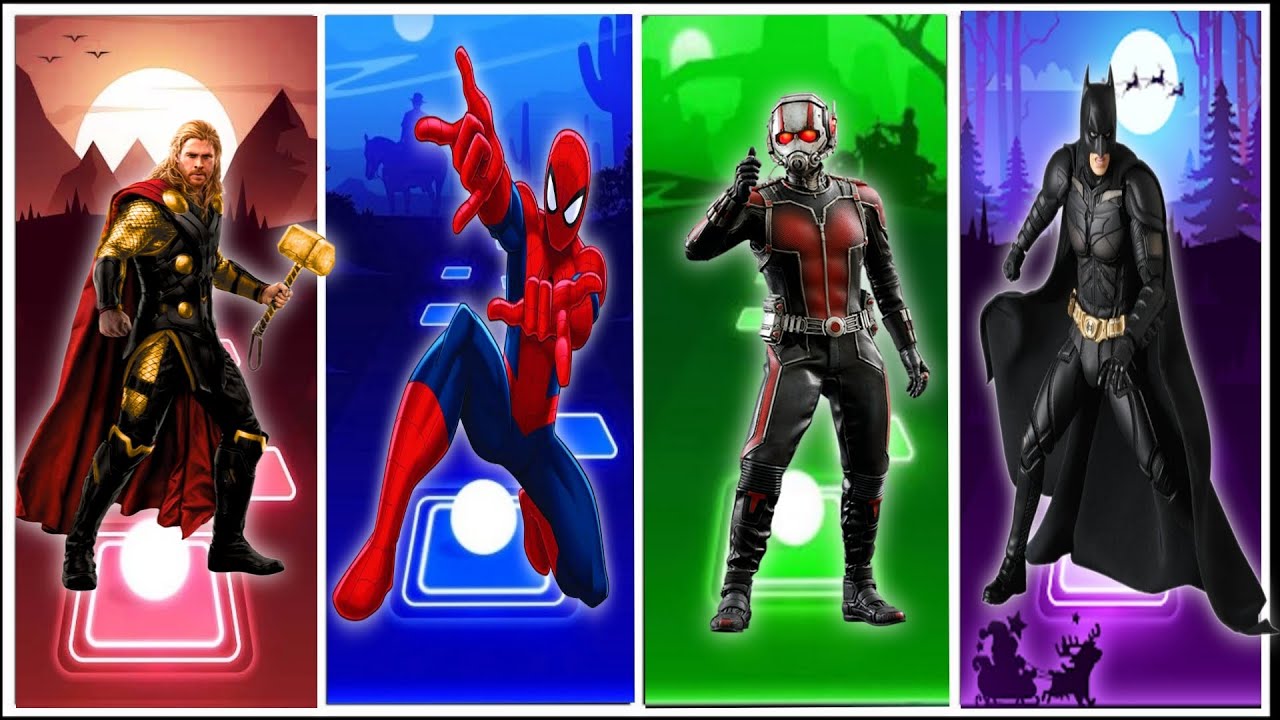 Thor 🆚 Spiderman 🆚 Ant man 🆚 Batman #TilesHop EDM Rush 🎮 #Dancing #35 ...